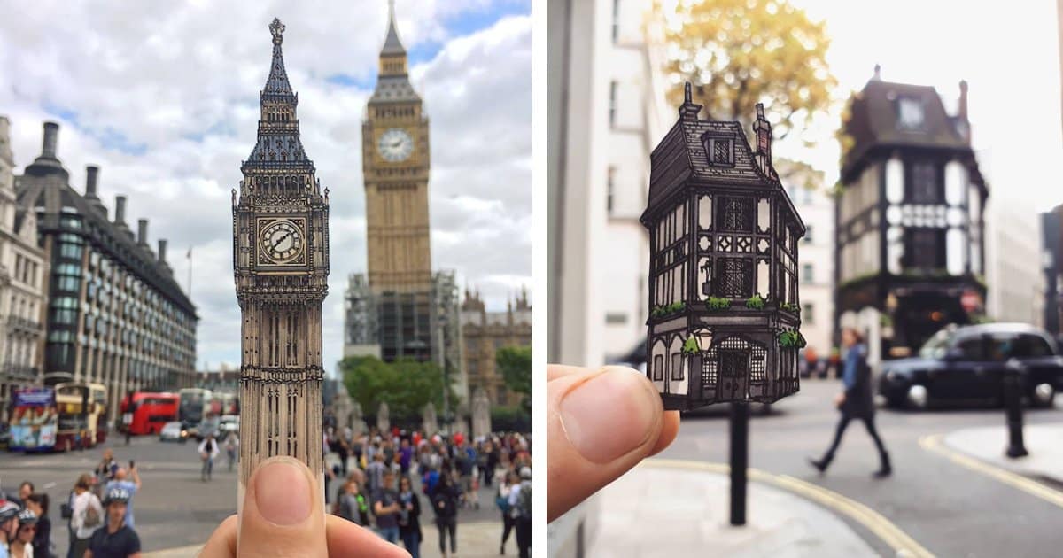 Traveling Artist Creates Impressive Miniature Cut-Out Illustrations of ...