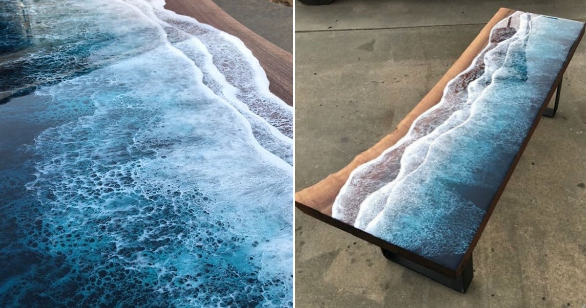 Stunning Wooden Tables With Gorgeous Ocean Waves Mesmerize Netizens ...